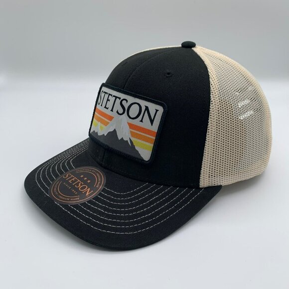 Stetson | Accessories | Stetson Mountain Patch Black Cream Snapback ...